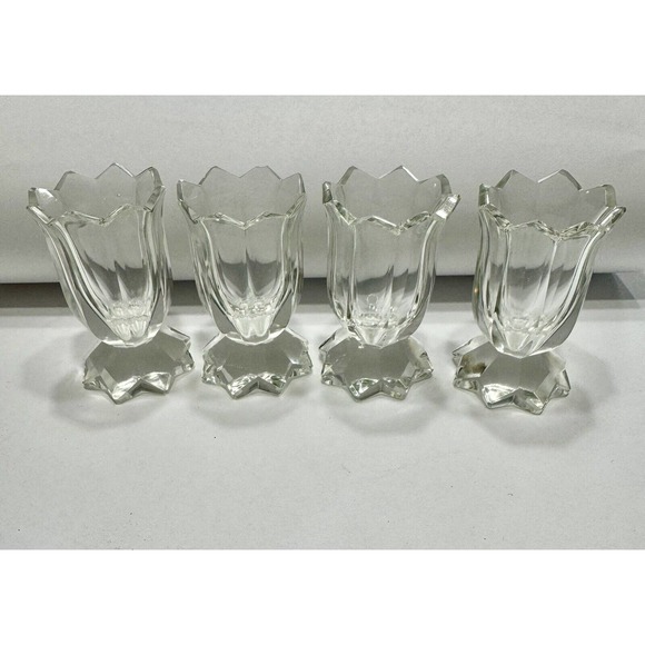 Unbranded | Dining | Vintage Cut Crystal Tulip Glasses Set Of 4 Cordial ...
